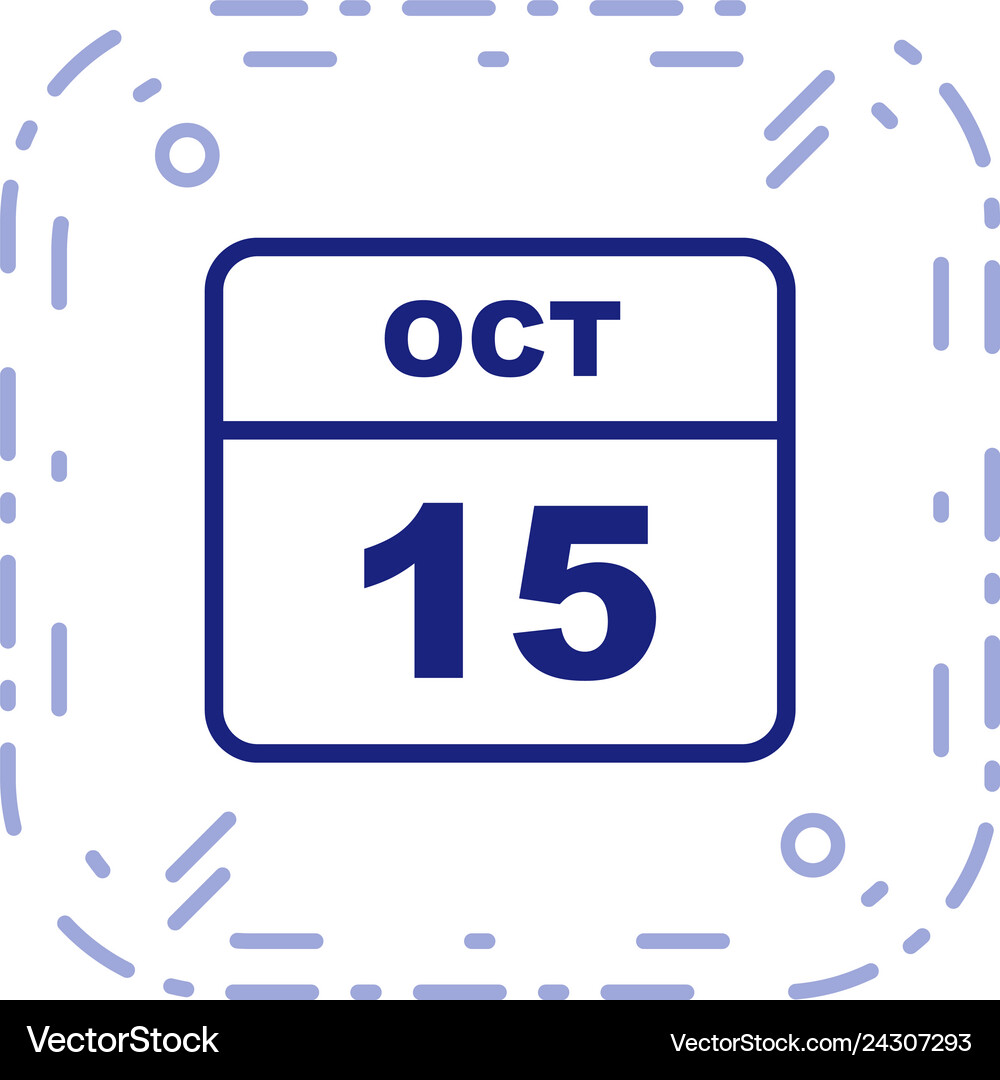 October 15th date on a single day calendar Vector Image