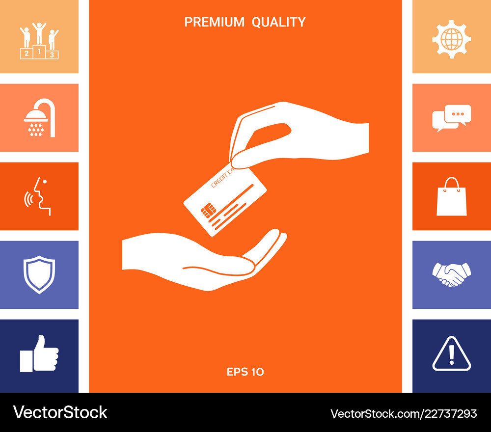 Receiving credit card hand holding Royalty Free Vector Image