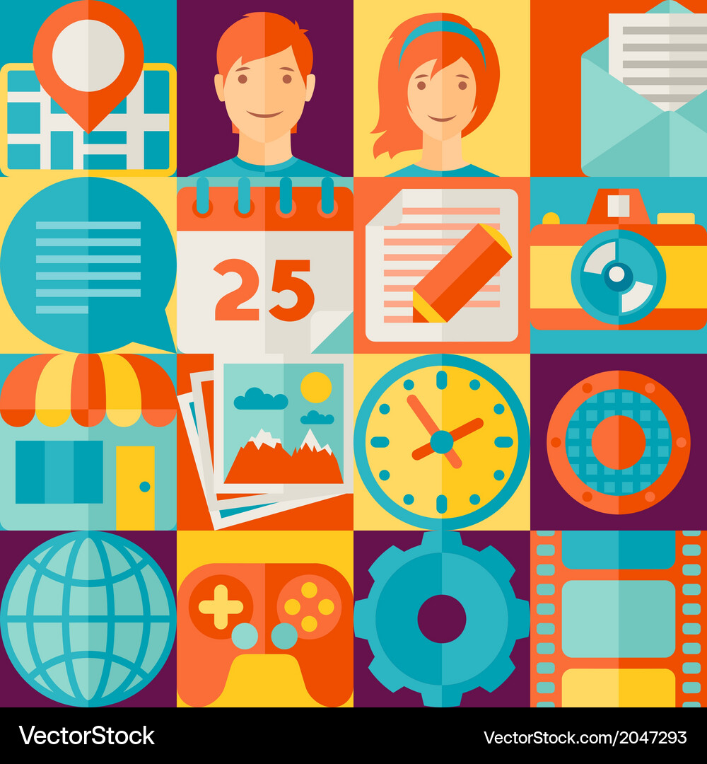 Social media concept in flat design style Vector Image