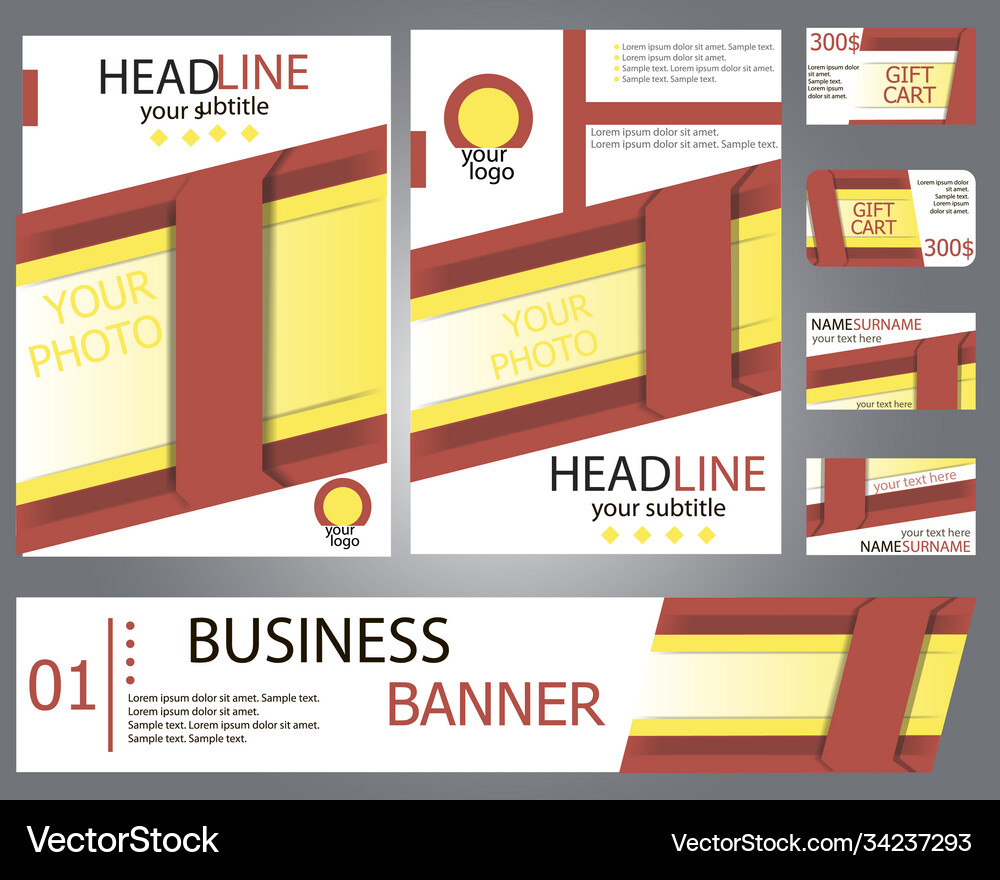 Templates red yellow brochure design banner gift Vector Image