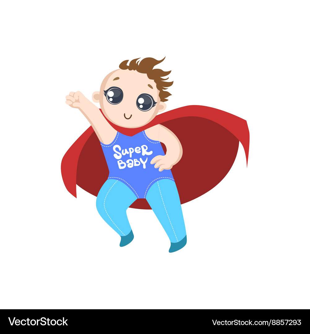 Toddler dressed as superhero with red cape Vector Image