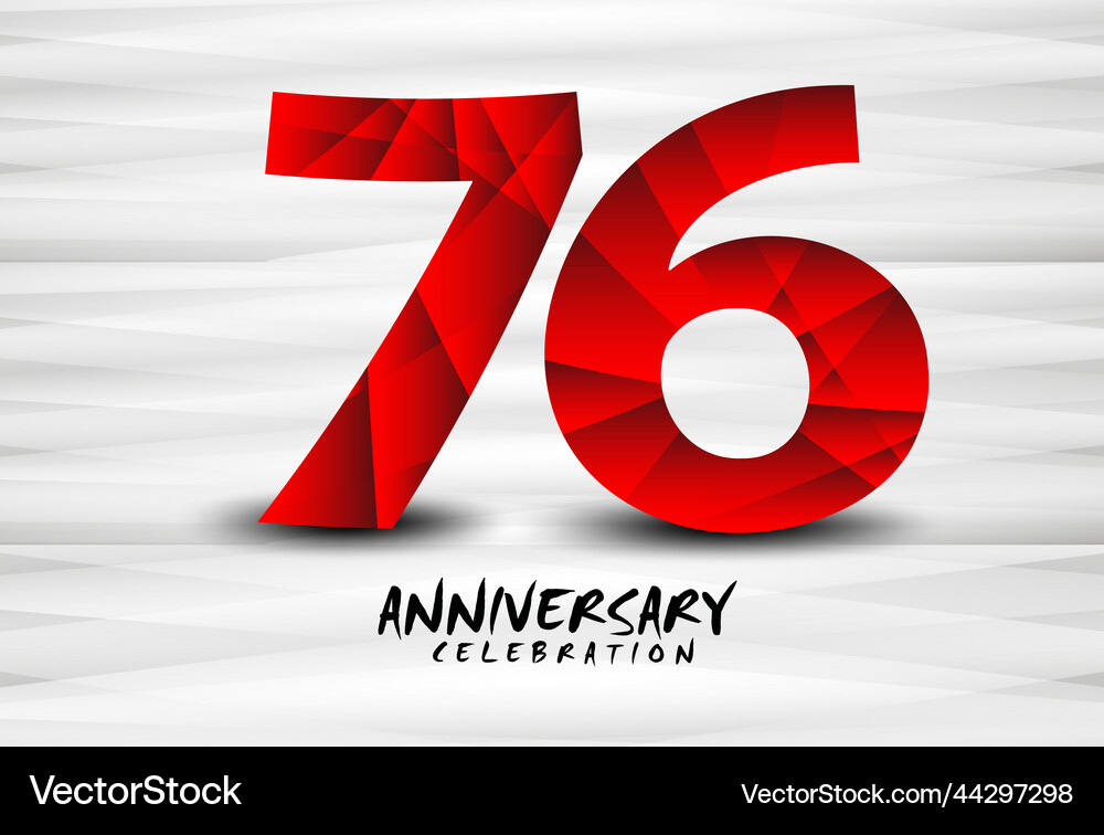 76 year anniversary celebration logo red polygon Vector Image