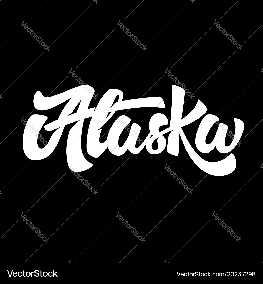 Alaska lettering phrase isolated on black Vector Image