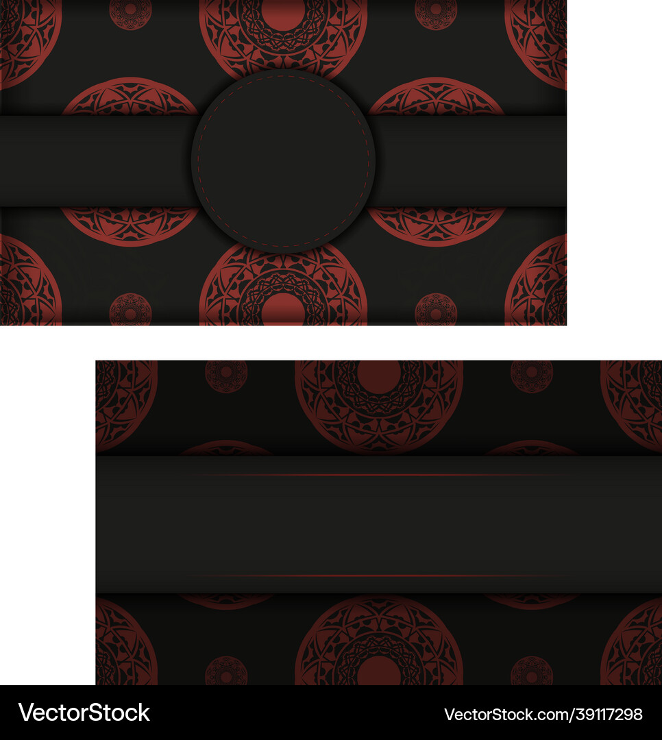 Black-red color postcard design with abstract Vector Image