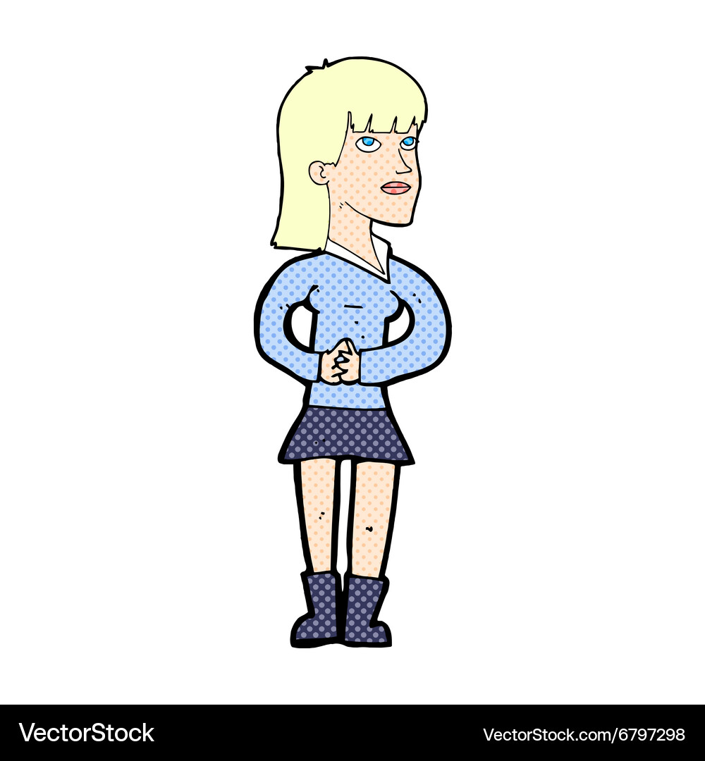 Comic cartoon woman waiting Royalty Free Vector Image