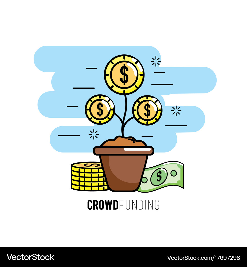 Crowdfunding strategy project to finance support Vector Image