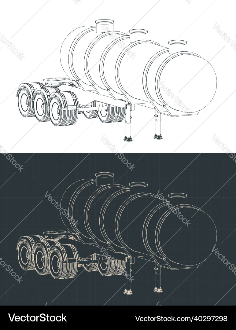 Fuel tank trailer drawings Royalty Free Vector Image