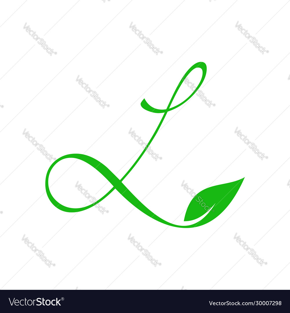 Handwriting initial leaf l Royalty Free Vector Image