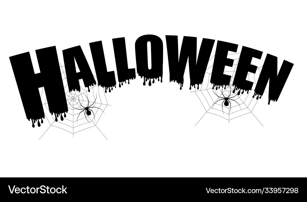 Happy halloween text banner with web and spider Vector Image