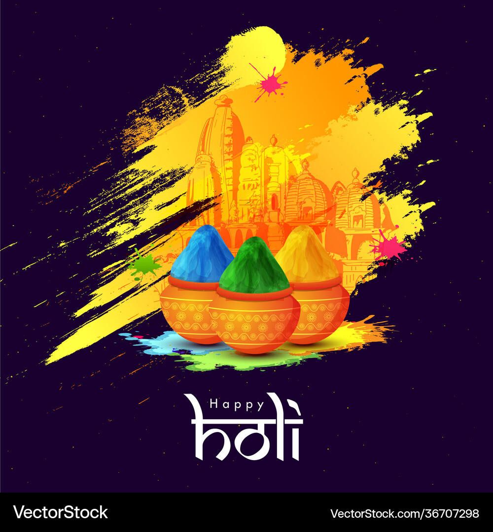 Happy holi celebration poster design with mud Vector Image