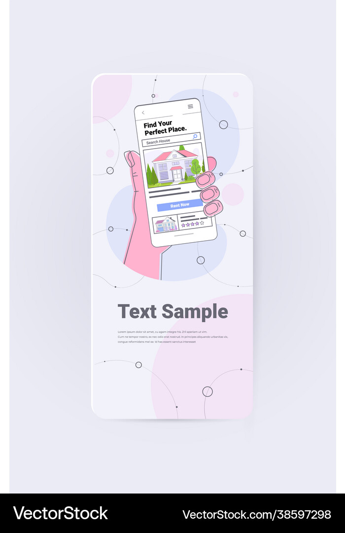 Human hand using mobile app for searching houses Vector Image