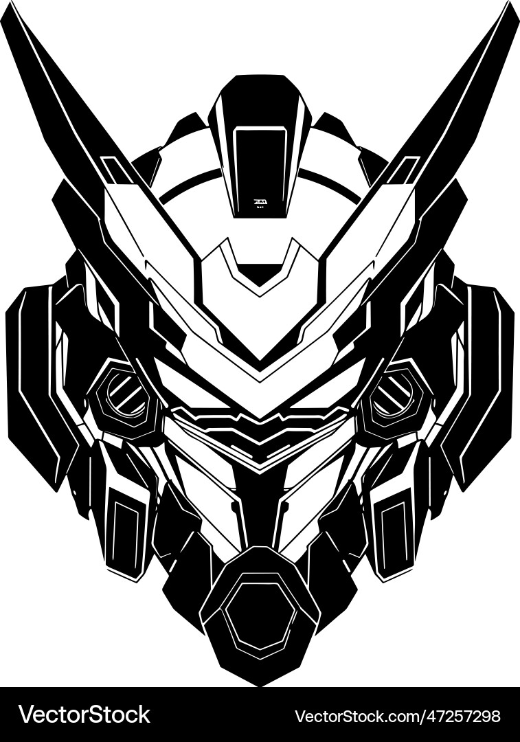 Mecha icon in a circle black over white Royalty Free Vector