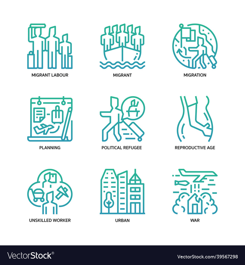 Migration icons set Royalty Free Vector Image - VectorStock