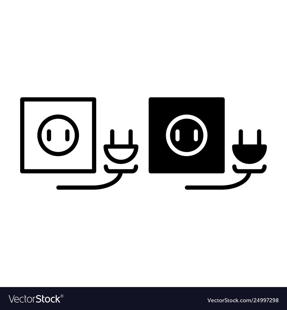 Power socket line and glyph icon electricity Vector Image Power socket line and glyph icon electricity Vector Image