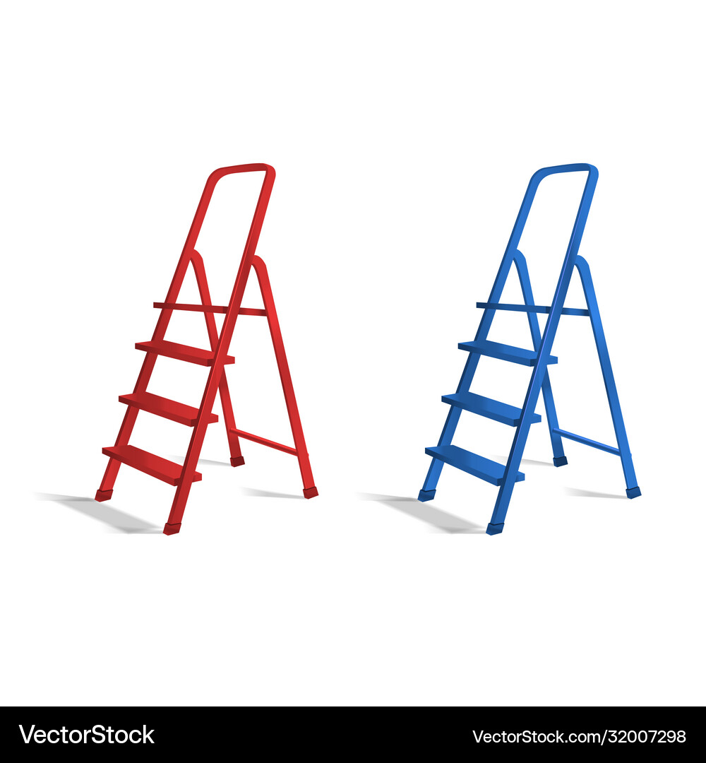 Realistic 3d detailed color step ladder set Vector Image