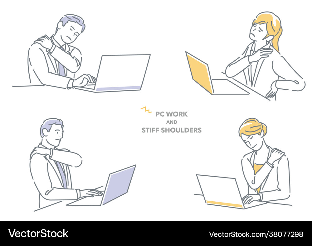 Set business people having stiff shoulders Vector Image