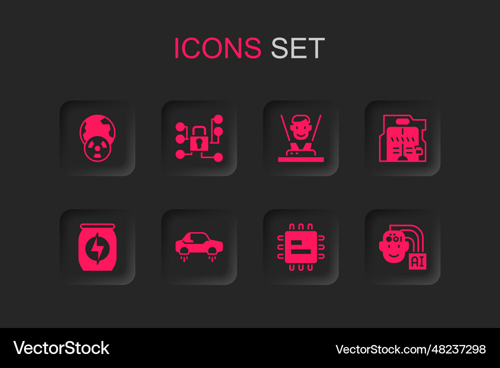 Set fantastic flying car cyber security planet Vector Image