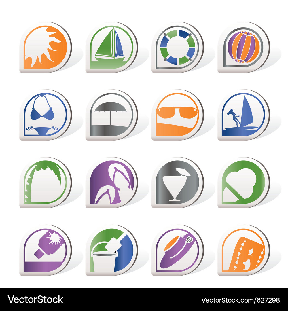 Simple summer and holiday icons Royalty Free Vector Image