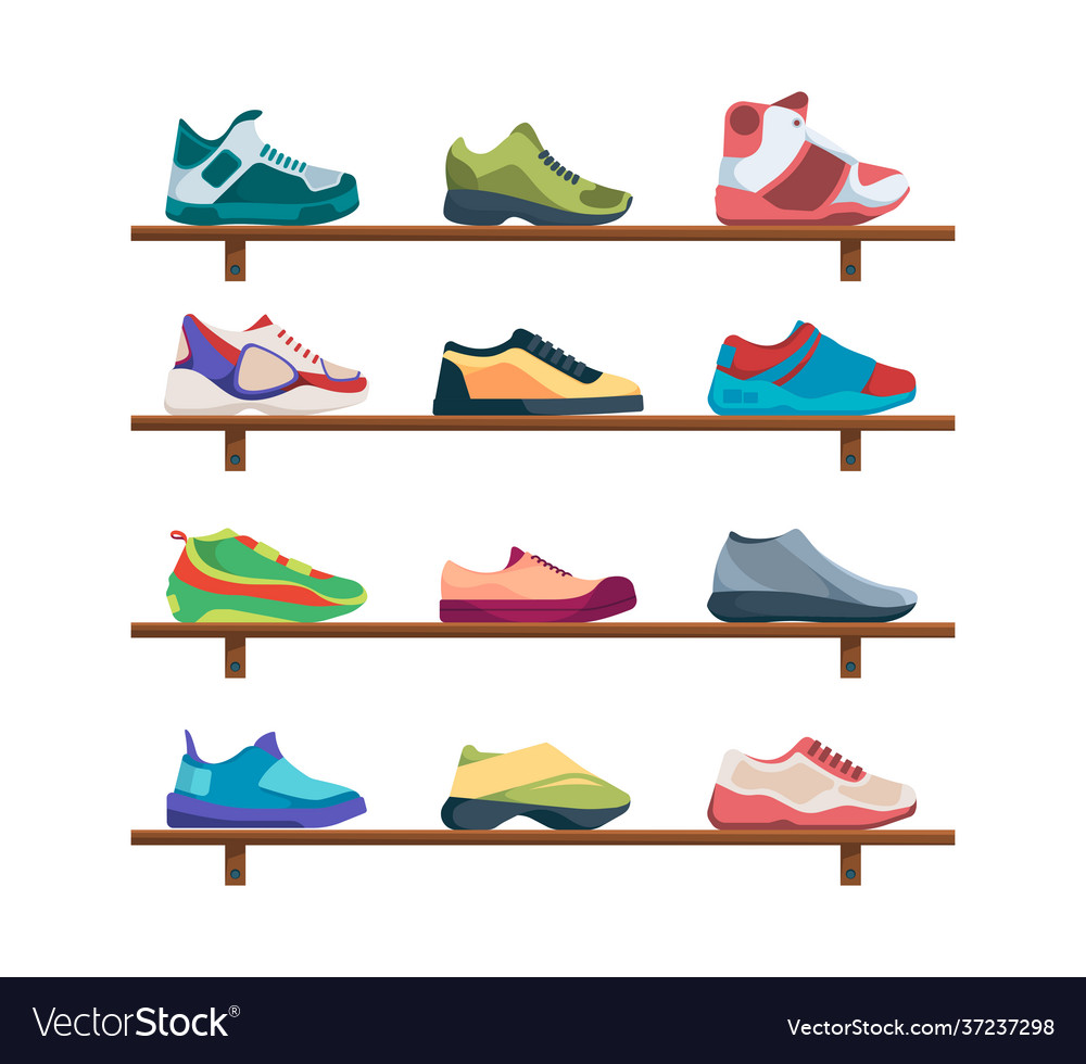 Sneakers collection sport footwear athletic Vector Image
