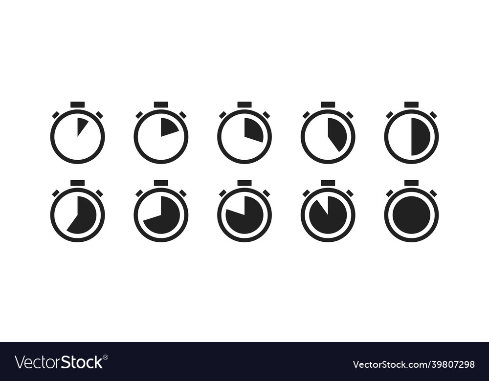 Stopwatch icon set timer second isolated concept Vector Image