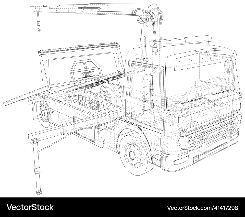 Tow truck towing drawing Royalty Free Vector Image