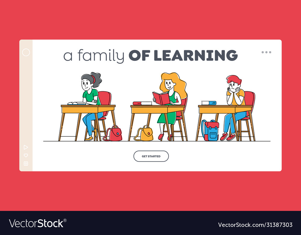 Back to school lesson landing page template kids Vector Image