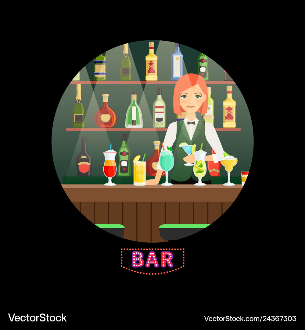 Female Bartender Clipart Vector Illustration Of Hipster Male And
