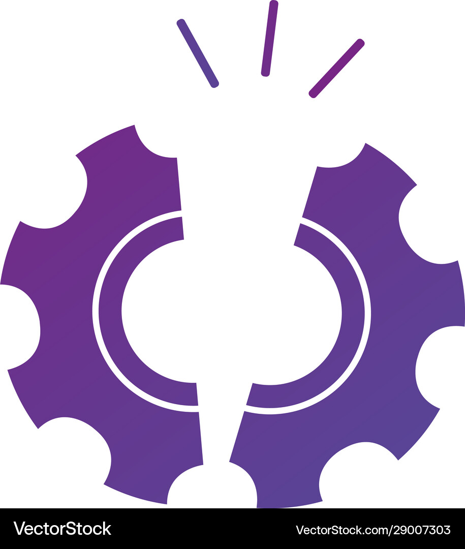 Broken gear in half logo design repair concept Vector Image