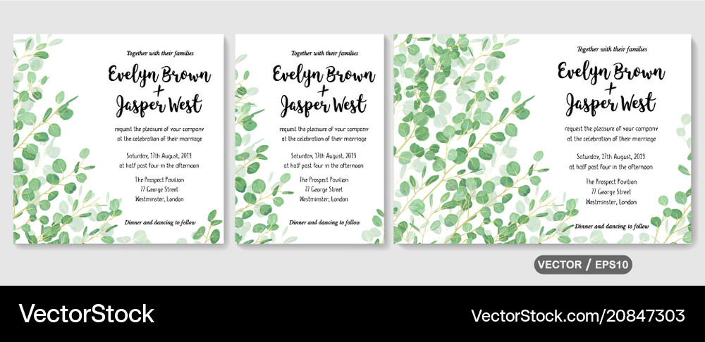 Elegant Floral Wedding Invitation Royalty Free Vector Image