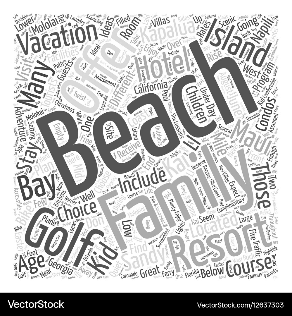 Family Beach Vacation Ideas Word Cloud Concept Vector Image