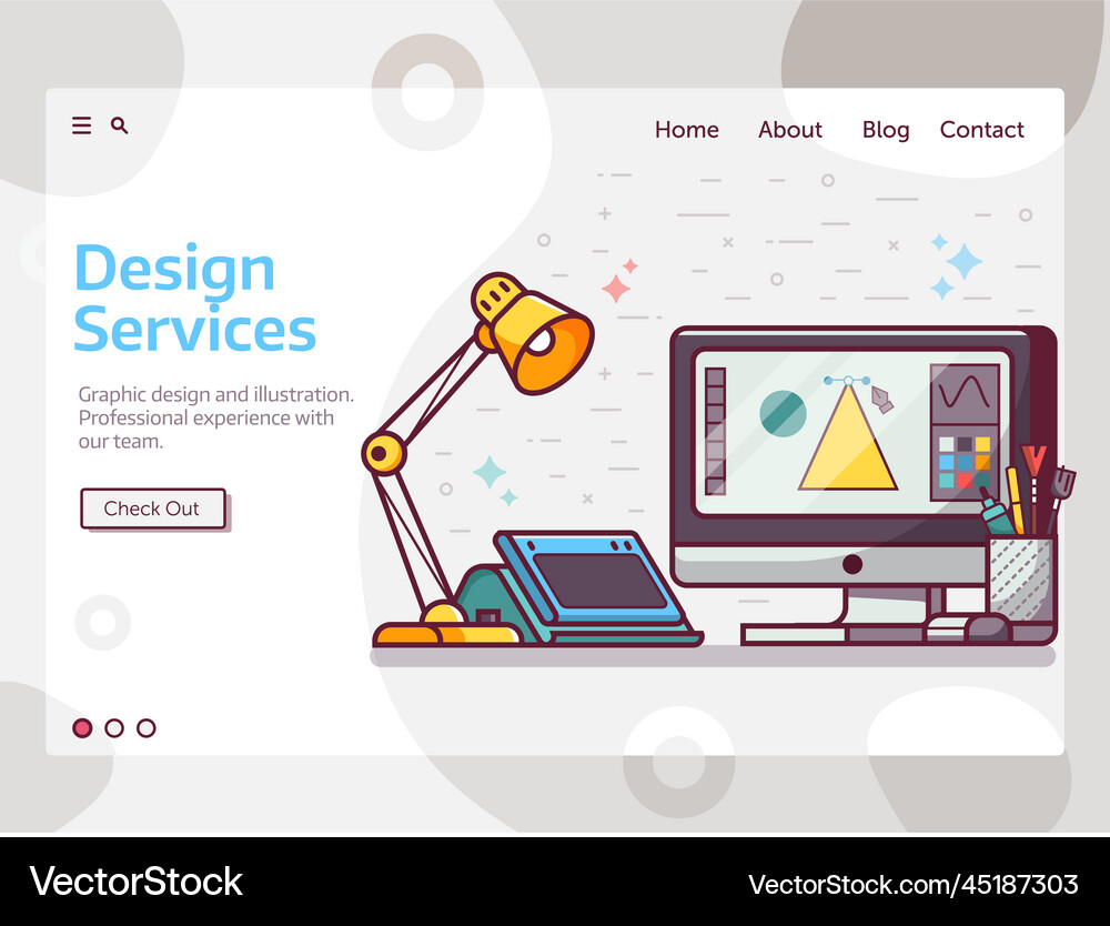 Graphic design services web banner in line art Vector Image