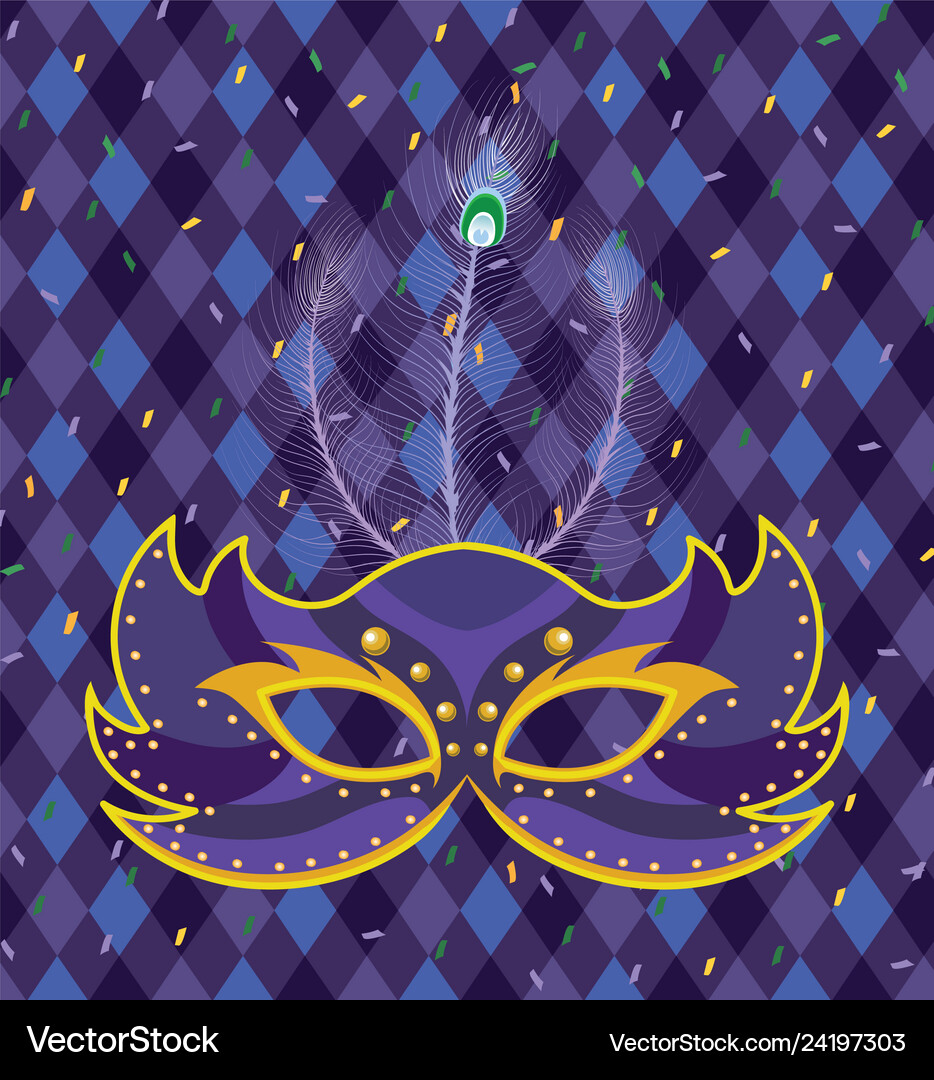 Mask with harlequin pattern background Royalty Free Vector