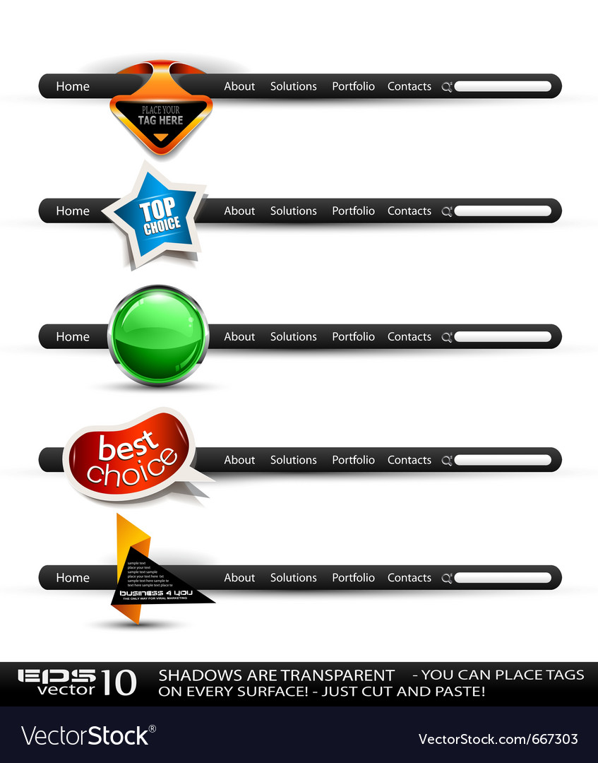 Menu tabs Royalty Free Vector Image - VectorStock