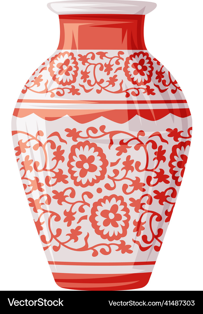 Porcelain vase with ornament as china object Vector Image