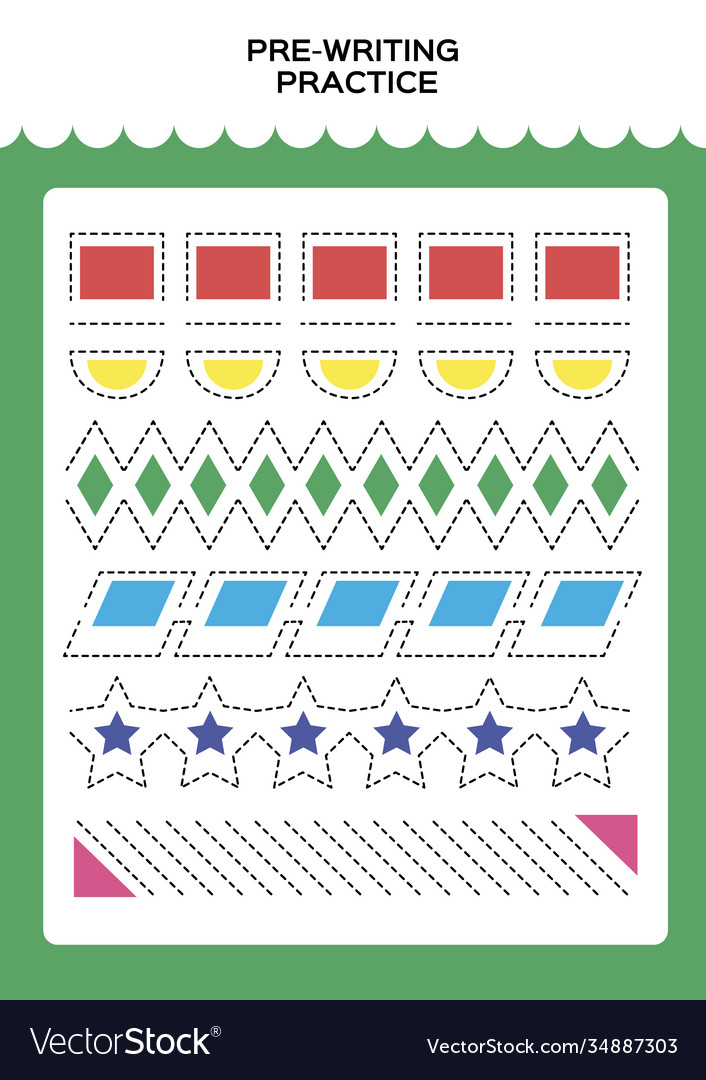 Shapes tracing practice for kids pre-writing Vector Image