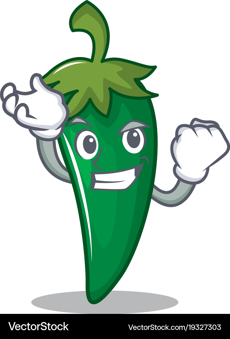 Successful green chili character cartoon Vector Image