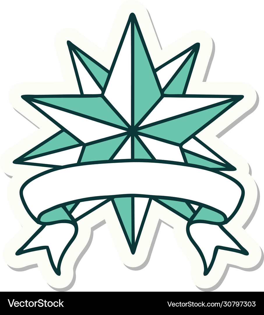 Tattoo sticker with banner a star Royalty Free Vector Image