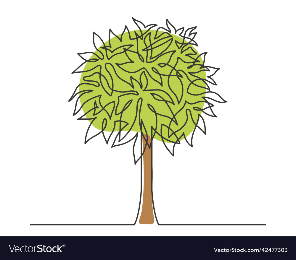 Tree round one line Royalty Free Vector Image - VectorStock