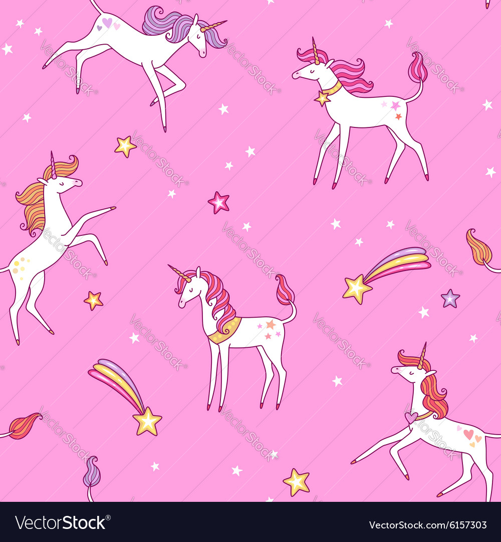 Unicorns pattern pink Royalty Free Vector Image