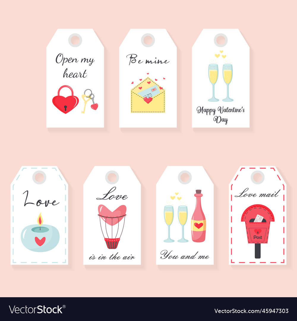 Valentines day love gift tags set romantic labels Vector Image