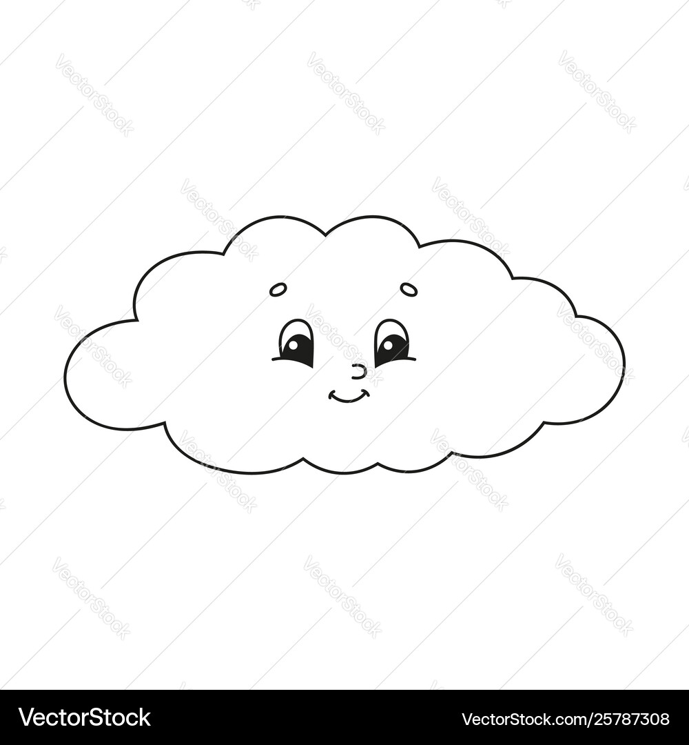 Cloud coloring book for kids cheerful character Vector Image