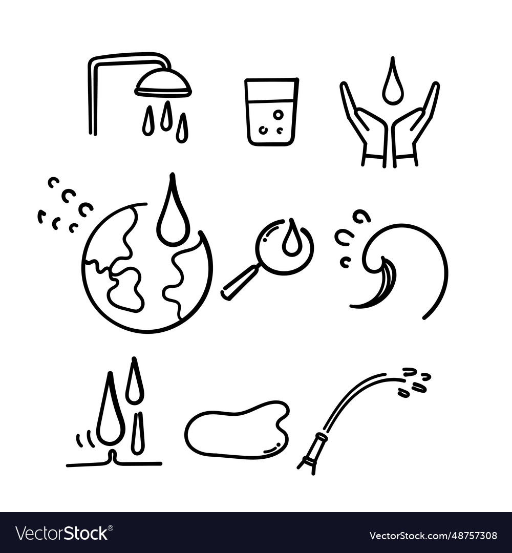 Hand drawn doodle water related Royalty Free Vector Image Hand drawn doodle water related Royalty Free Vector Image