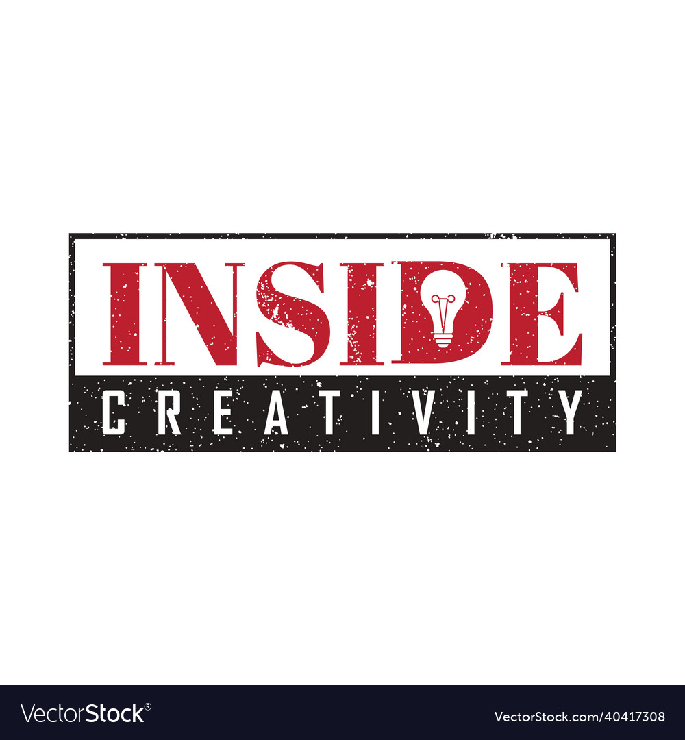 Inside creativity tagline sticker Royalty Free Vector Image