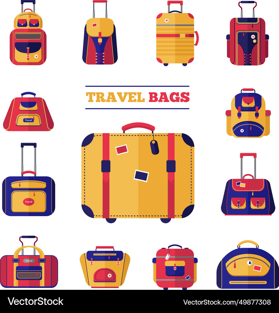 Luggage travel bags set Royalty Free Vector Image
