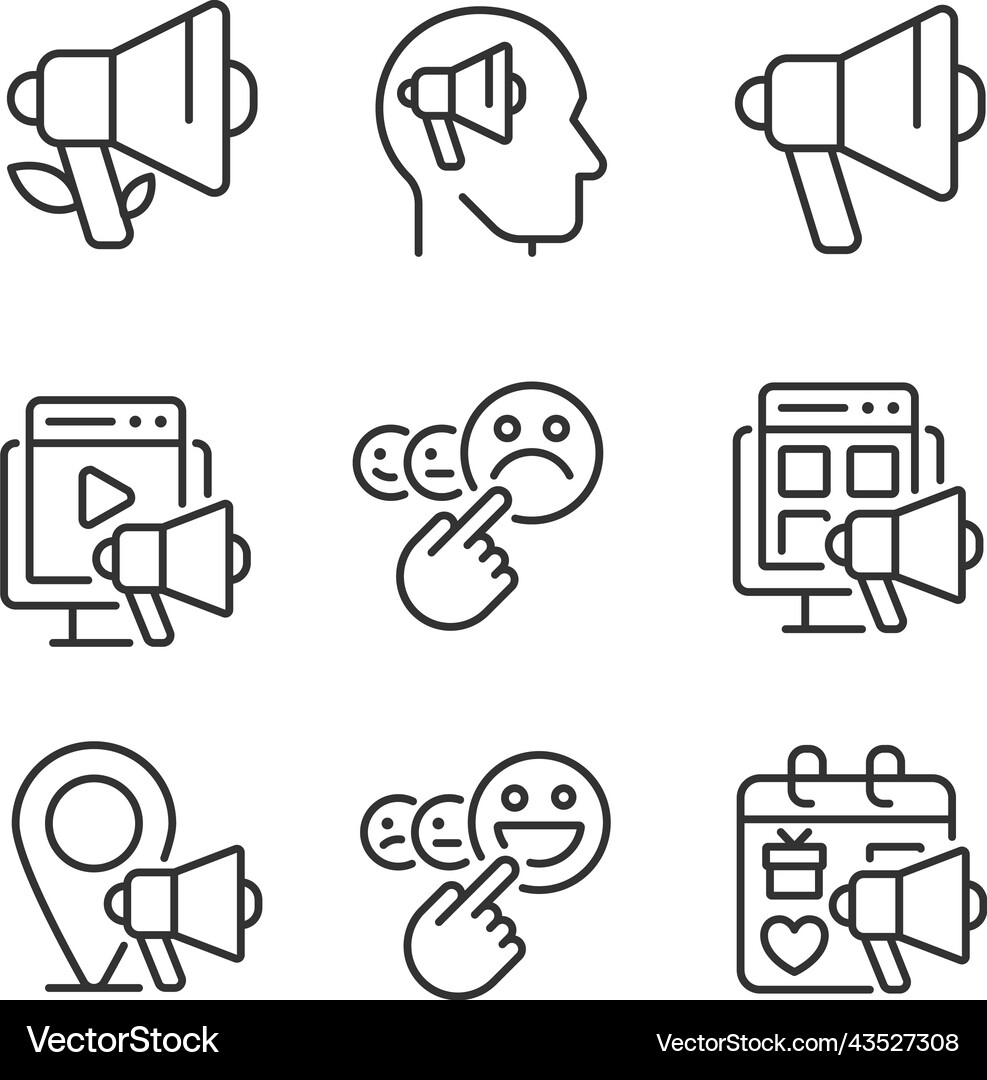 Marketing channels pixel perfect linear icons set Vector Image