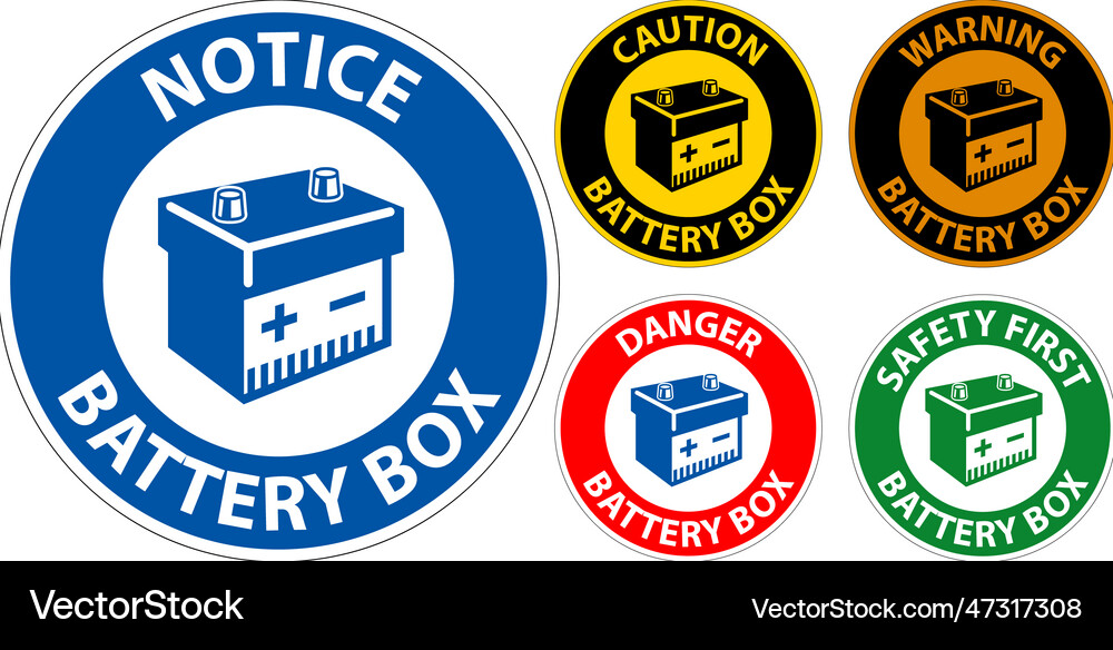 Notice battery box with icon sign on white Vector Image