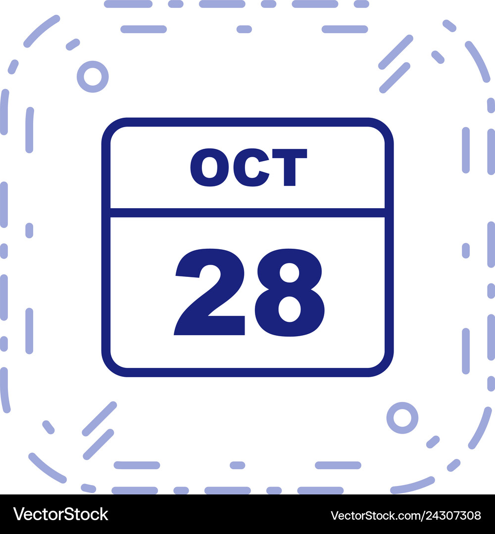 October 28th date on a single day calendar Vector Image