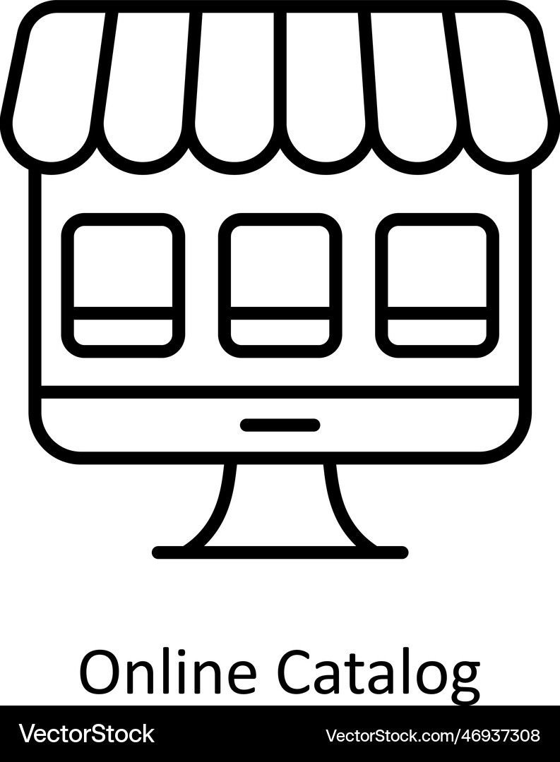 Online catalog outline icons simple sto Royalty Free Vector