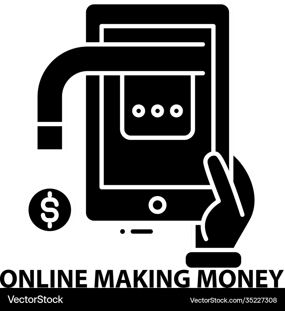 Online making money icon black sign Royalty Free Vector