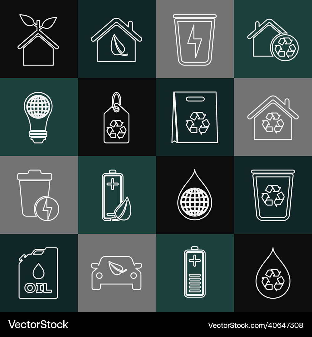 Set line recycle clean aqua bin with recycle eco Vector Image